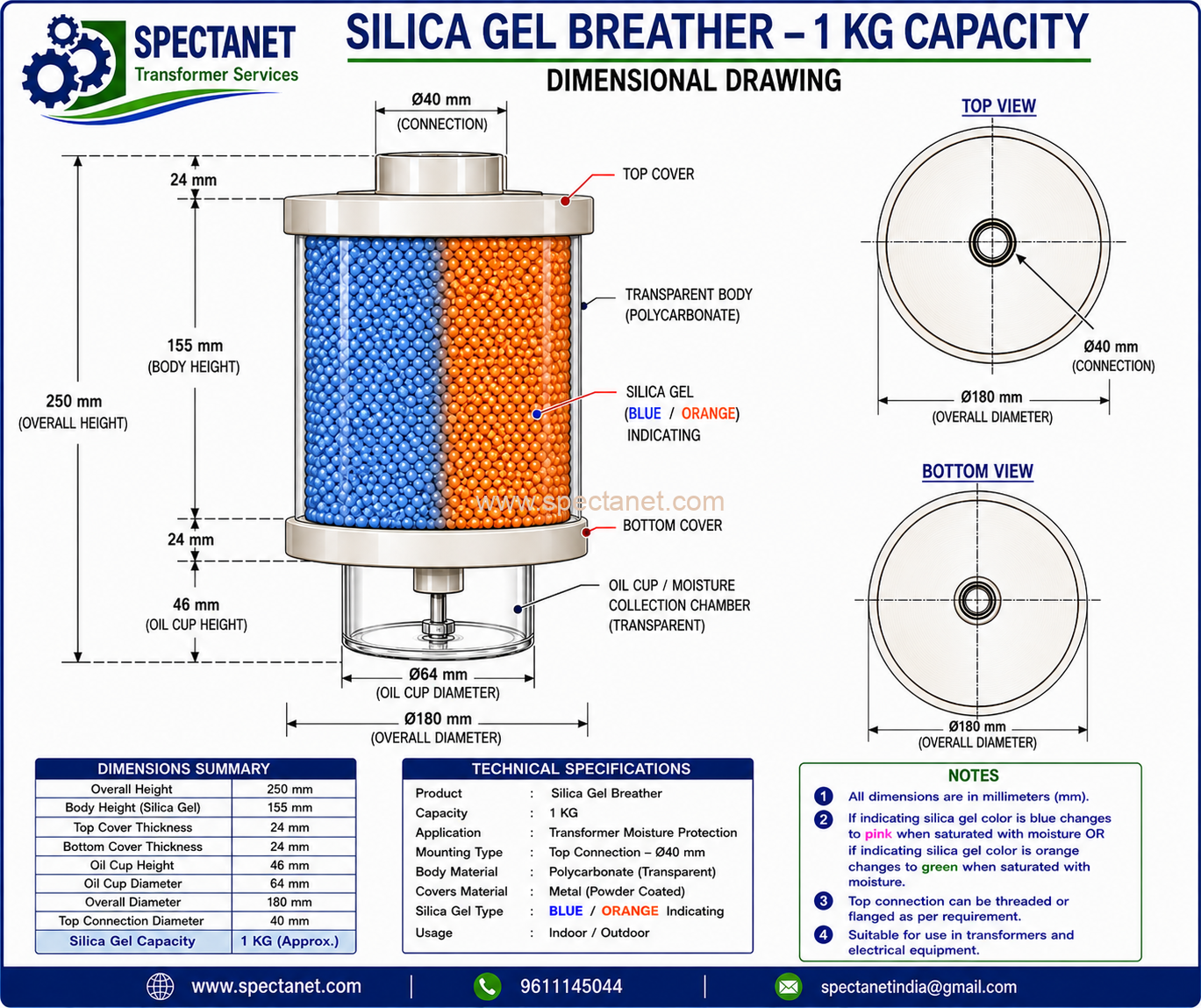 Silica Gel Breather 1 Kg | 1000 Grams Transformer Silica Gel Breather ...